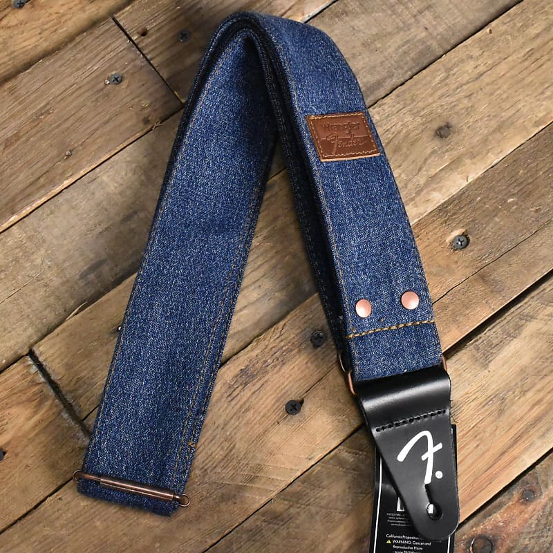 Fender Wrangler Riveted Denim Strap - Indigo | Reverb