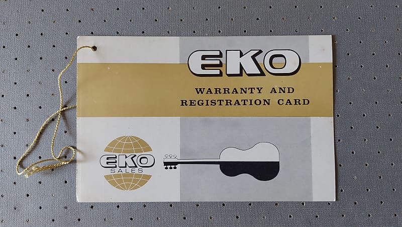 Original Vintage, Nos 1960s Eko Warranty Card, Unfilled/ Hang | Reverb