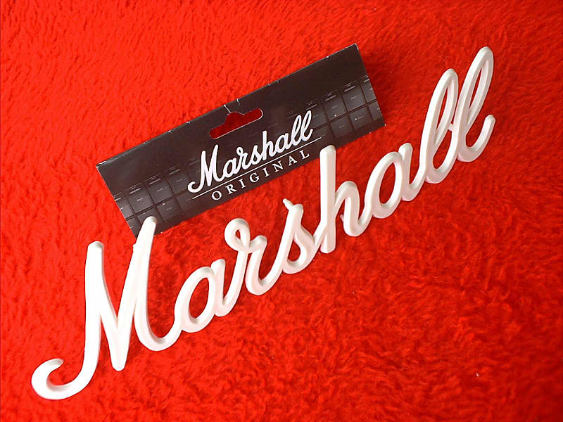 A Genuine Marshall White 11" Speaker Cabinet Logo Badge, | Reverb
