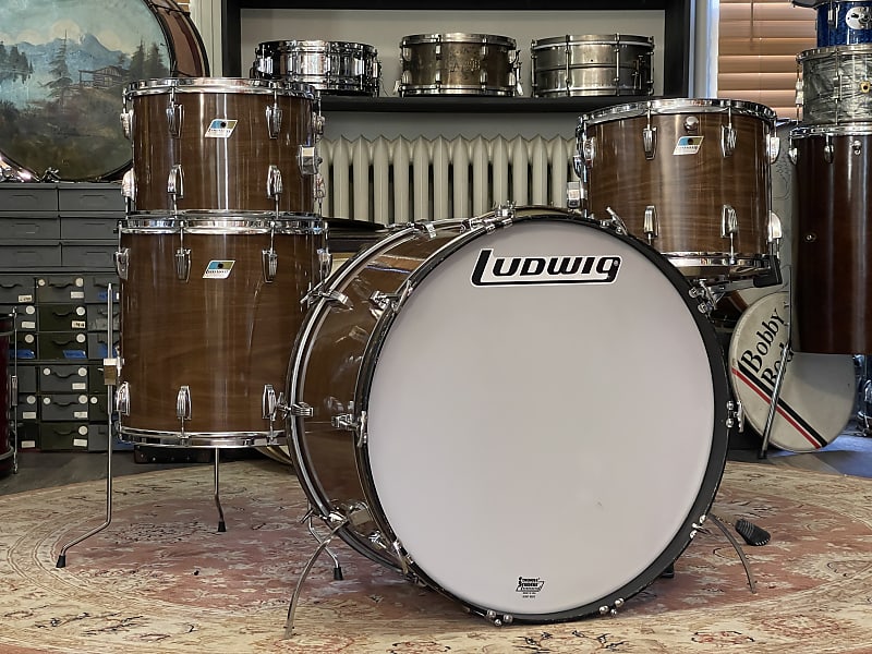 1970's Ludwig Walnut Cortex Drum Kit 14x26 10x14 16x16 | Reverb