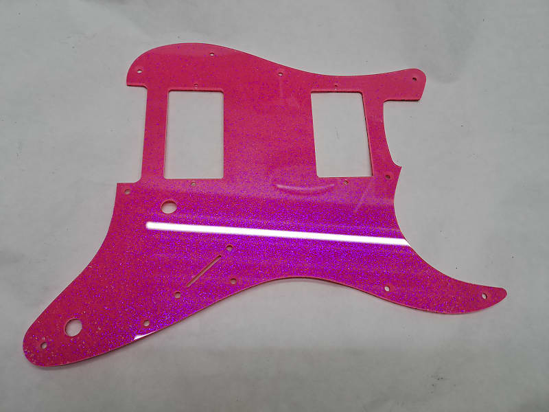 Hot Pink Sparkle Glitter HXH HH pickguard Fits Fender Strat | Reverb