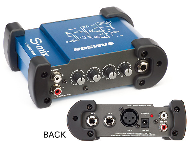 Samson S-MIX Compact 5 Channel Mini Mixer w/RCA, 1/4" and XLR | Reverb