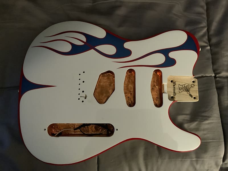 Warmoth Hot Rod Telecaster body Metallic Pearl W/Flames | Reverb