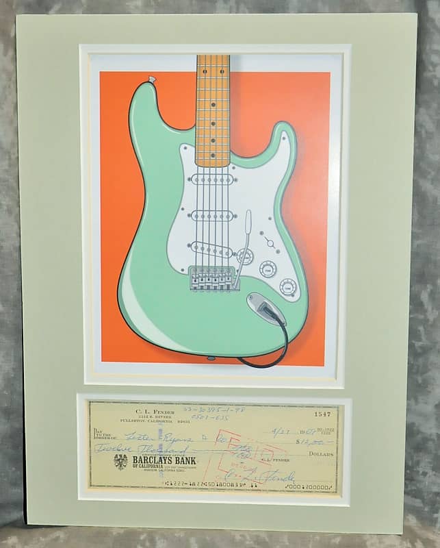 Leo Fender Autographed Signed 1969 Check w/ Surf Green | Reverb