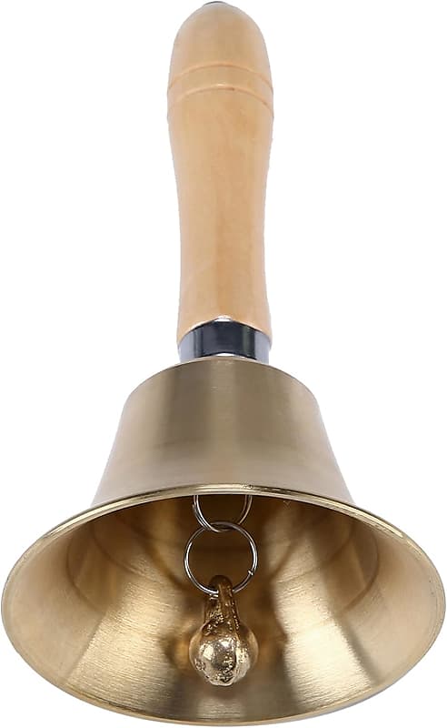 Extra Loud Solid Brass Hand Call Bell with Wooden Handle | Reverb