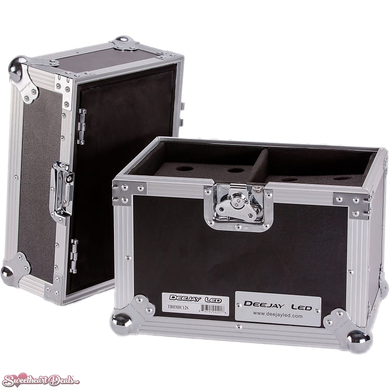 DeeJay LED Flight Case for 12 Microphones with Storage | Reverb