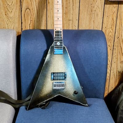 Custom Full size "Mini" Flying V Black and Gold sparkle | Reverb