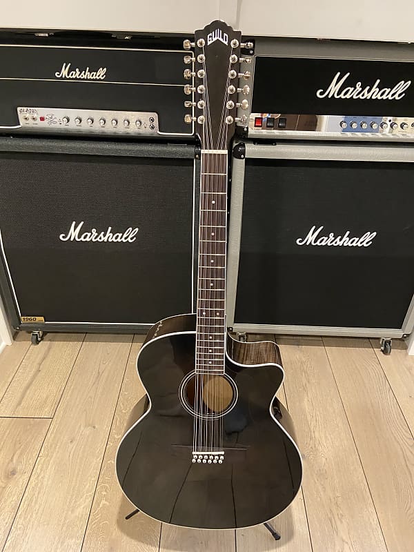 Guild F-2512CE 2021 Trans Black Burst 12 String Guitar | Reverb