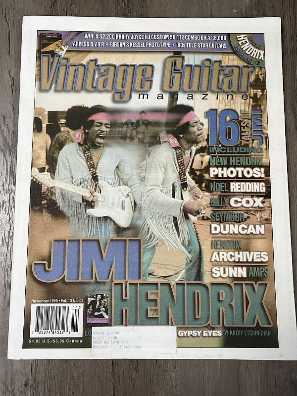 Vintage guitar magazine Jimi Hendrix November 1998 | Reverb