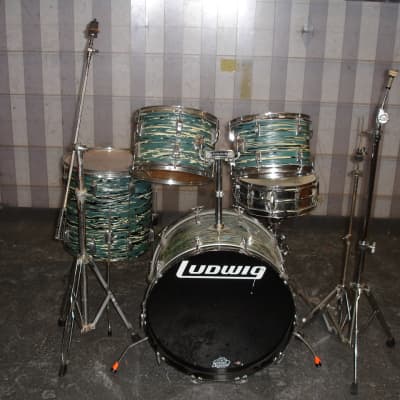 Vintage Ludwig 5pc Drum Set Blue Oyster Pearl w/Hardware | Reverb