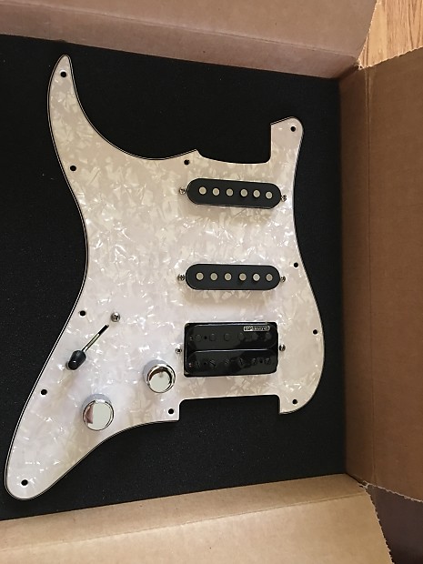 Custom Left-Handed Prewired Pickguard White Pearloid/Black | Reverb