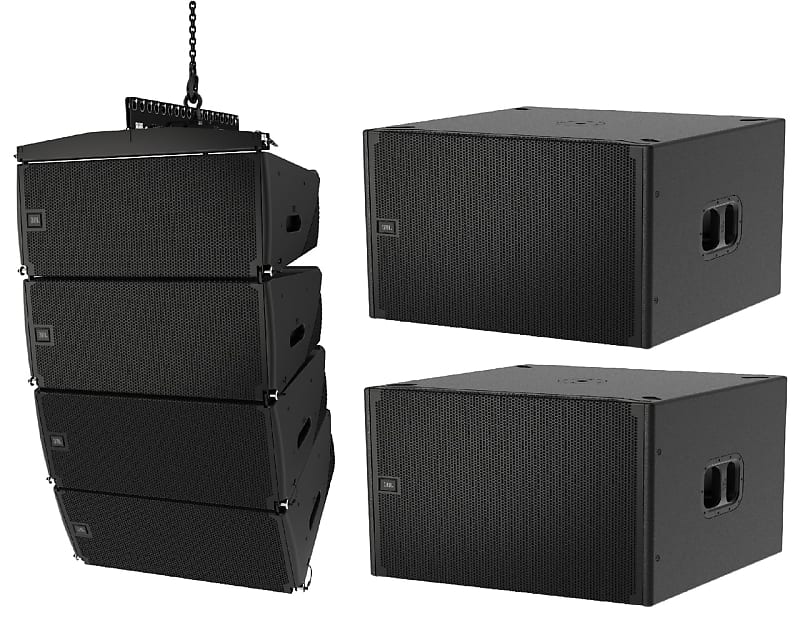 4x JBL SRX910LA Dual 10" Powered Line Array speakers with DSP | Reverb