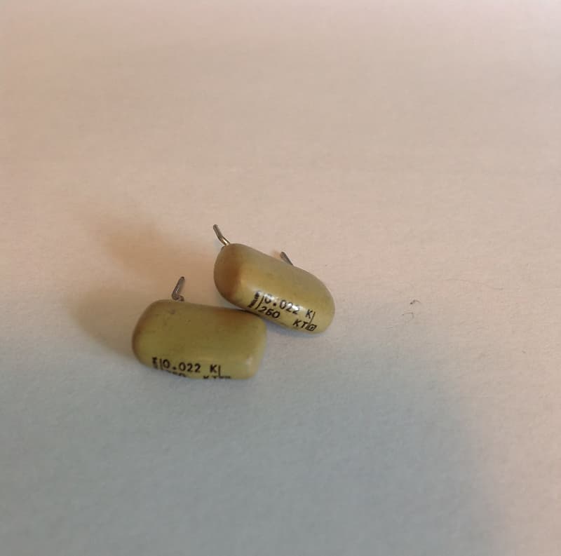 2x .022uf 250V Mullard Philips Mustard Radial PC Mount | Reverb