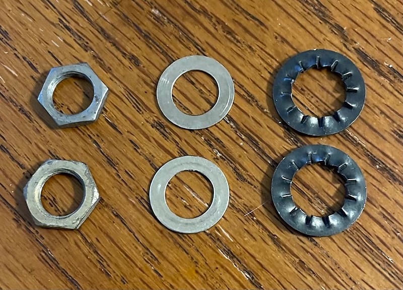 Vintage ORIGINAL 1960's Set of 2 Guitar nuts, washers & lock | Reverb