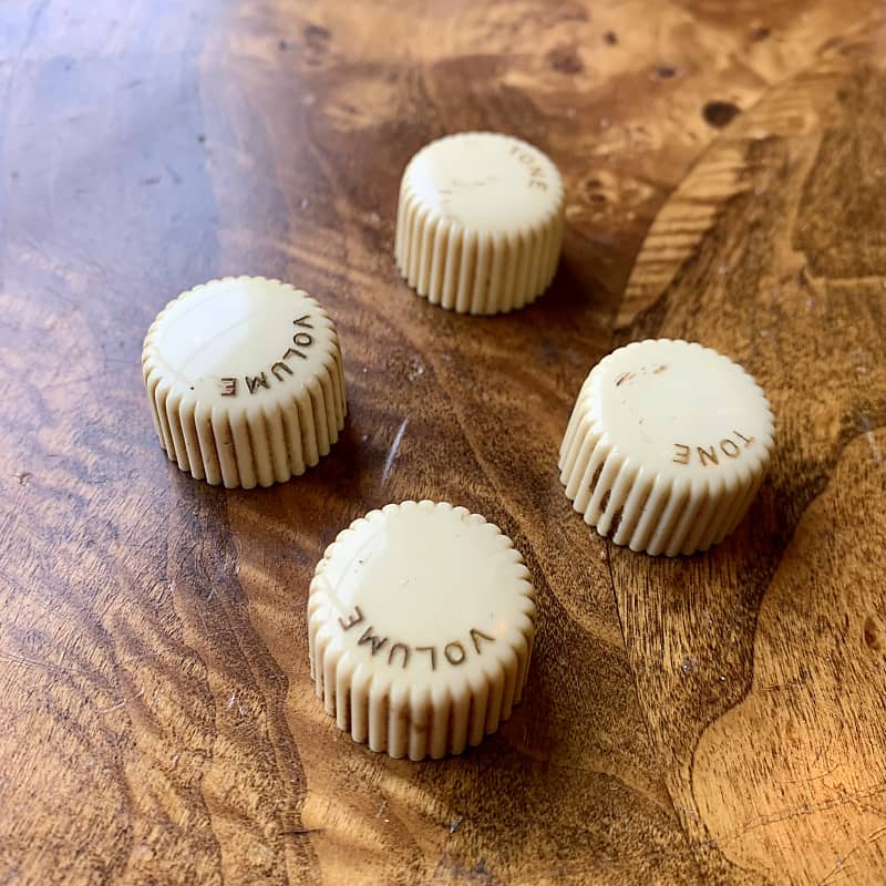 Harmony Silvertone Cupcake guitar knobs c 1960 Cream original | Reverb