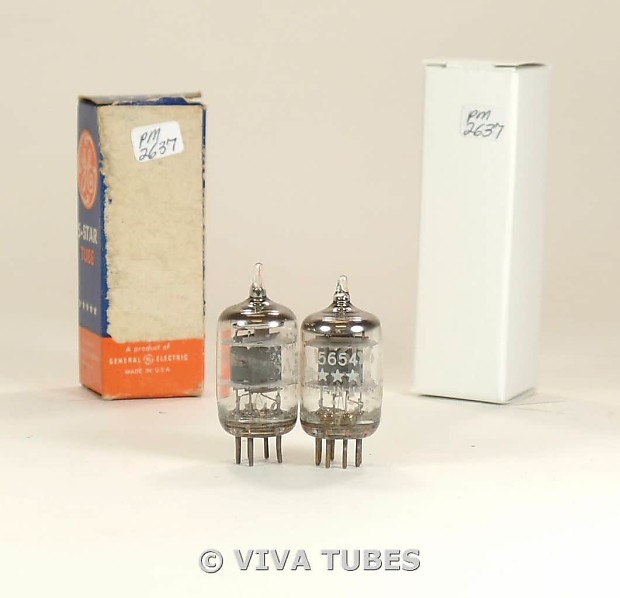 NOS Matched Pair GE 5-Star USA 5654 [Hi-Fi 6AK5 EF95] Gray | Reverb