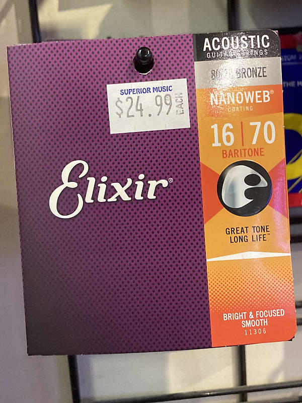 Elixir Acoustic Baritone Strings 16/70 2023 - 80/20 bronze | Reverb