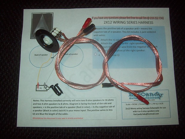 EarCandy 2x12 guitar amp speaker cab series wiring harness W/ | Reverb