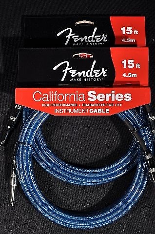 Fender California Guitar Cable 15' Blue (2-Pack) | Reverb