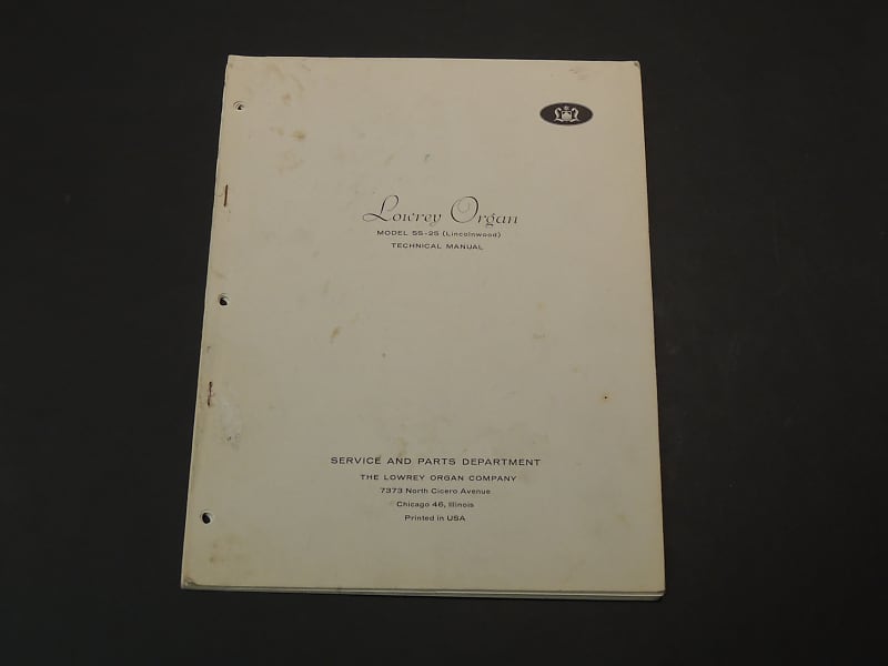 Lowrey Model SS-25 Technical Manual [Three Wave | Reverb Australia