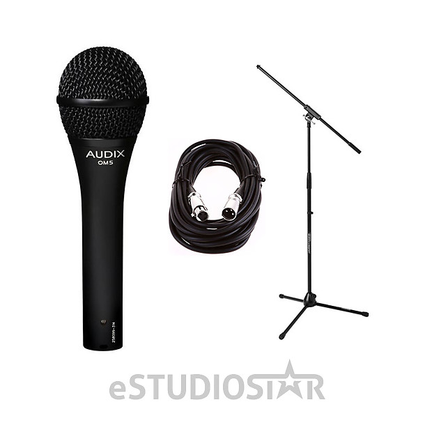 Audix OM5 Hypercardioid Dynamic Mic with Mic Stand and XLR | Reverb