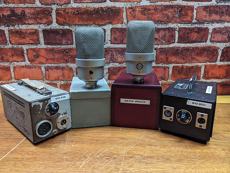 Pair of Vintage Neumann M49C Tube Condenser Microphones (7 | Reverb