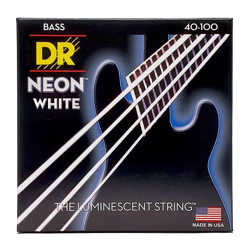 DR NWB-40 Hi-Def Neon Bass Strings Lite 40-100 Neon White | Reverb