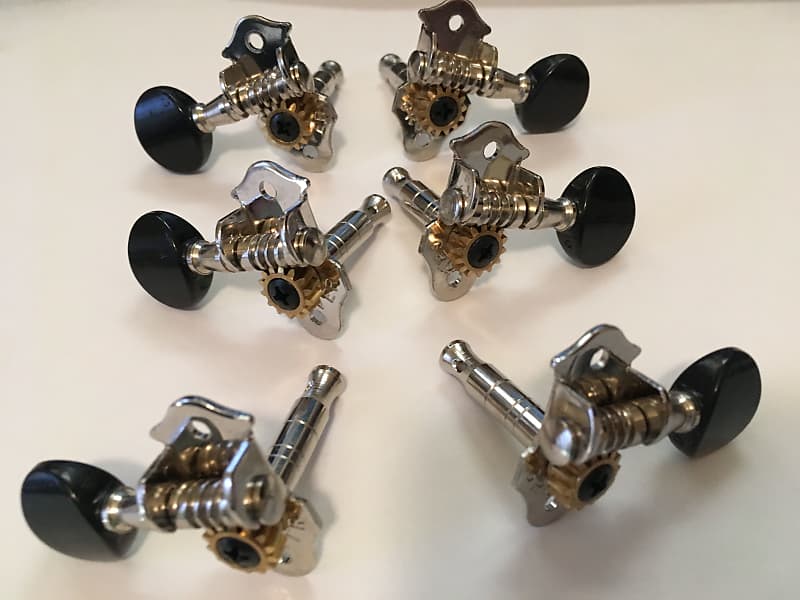 Grover Statite Black Button Tuners 3x3 Nickel Tuning Machines | Reverb