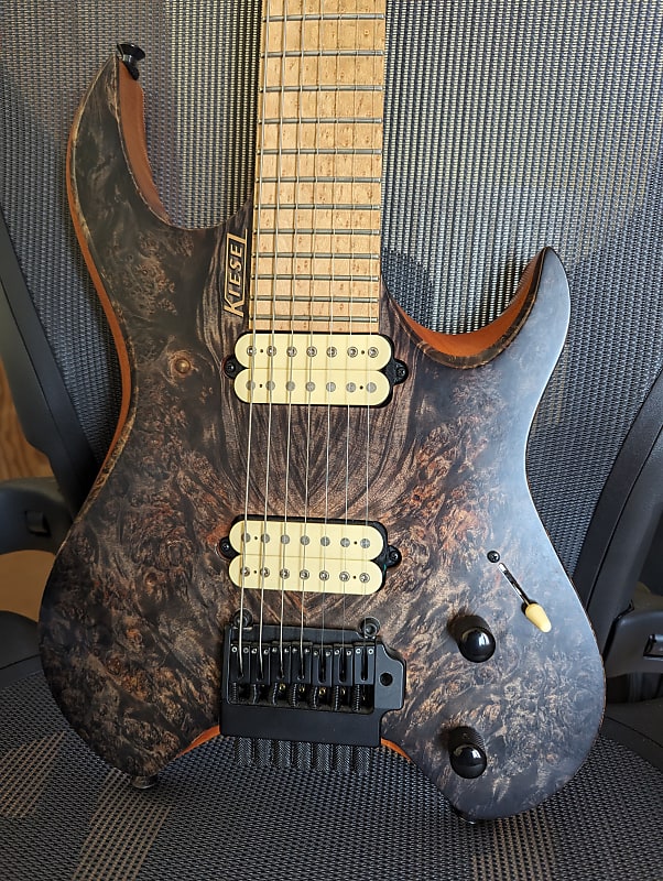 Kiesel Vader 7 string with trem & natural burl top | Reverb UK