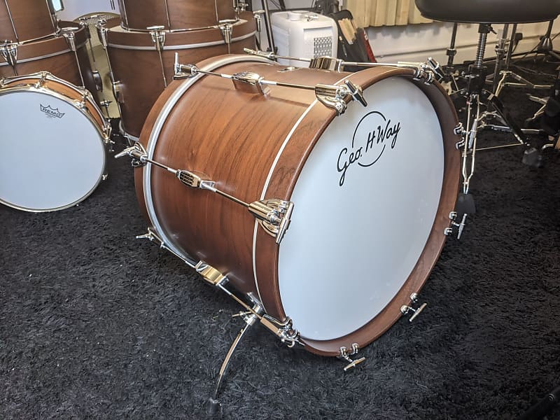 George Way Tuxedo Walnut 18" x 14" bass drum. + SOUND FILE. | Reverb