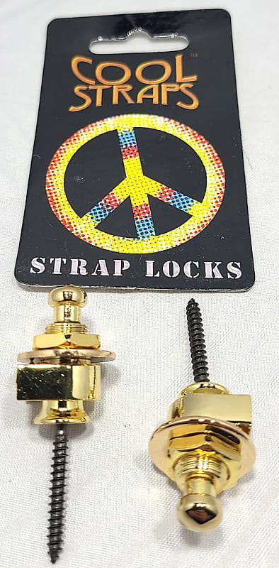 Cool straps CS-SLG Gold guitar strap locks. | Reverb