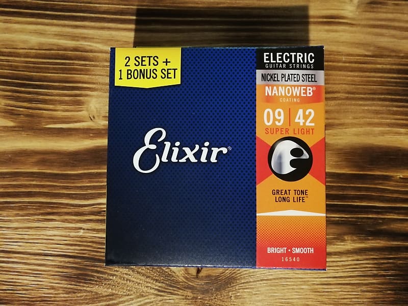Elixir 16540, 09-42 Electric Guitar Strings, Nanoweb Coating, | Reverb