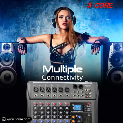 5 Core 6 Channel Audio Mixer Sound Mixing Console with U Disk | Reverb