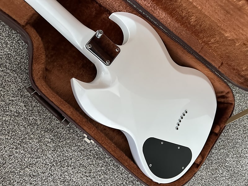 Lawsuit SG Warmoth Diamondback - Pearl white ultra rare open | Reverb