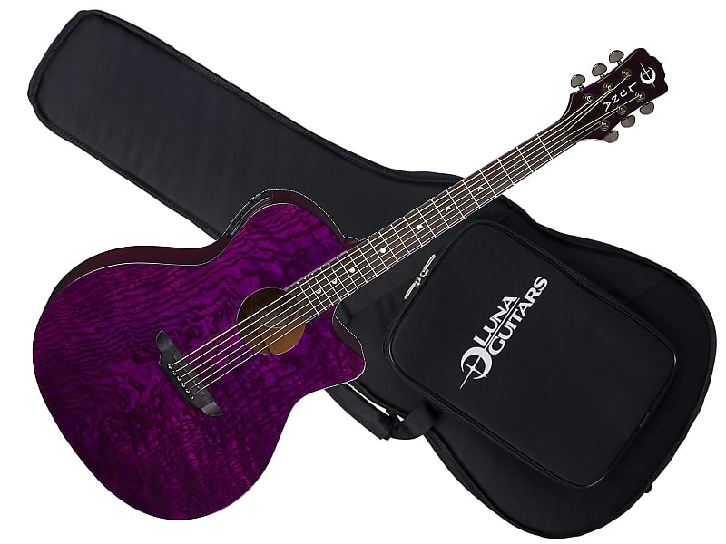 Luna Gypsy Quilt Ash acoustic electric guitar - NEW - Trans | Reverb