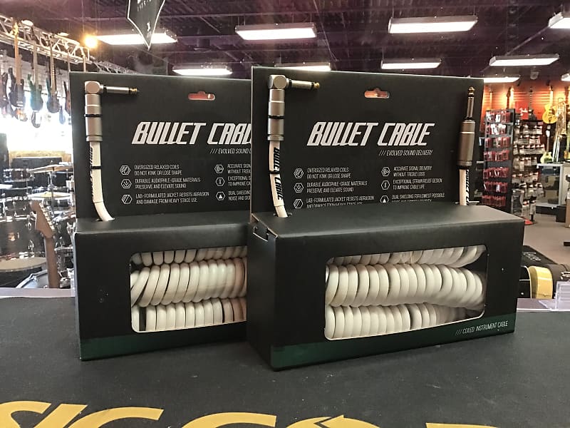 Bullet Cable BC-30CCW 30 Foot Coil Cable Pair! White | Reverb