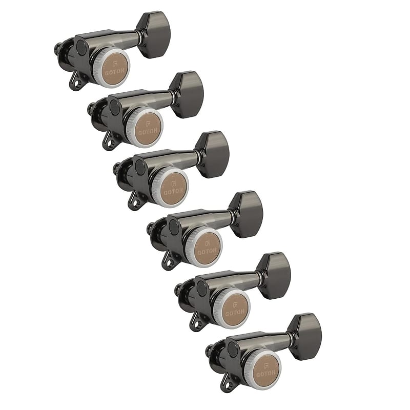 Magnum Lock-Trad 6-In-Line Guitar Tuners, Cosmo Black | Reverb