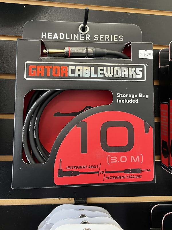 Gator 10 ft Instrument Cable (Angle-Straight) 2022 - Black | Reverb