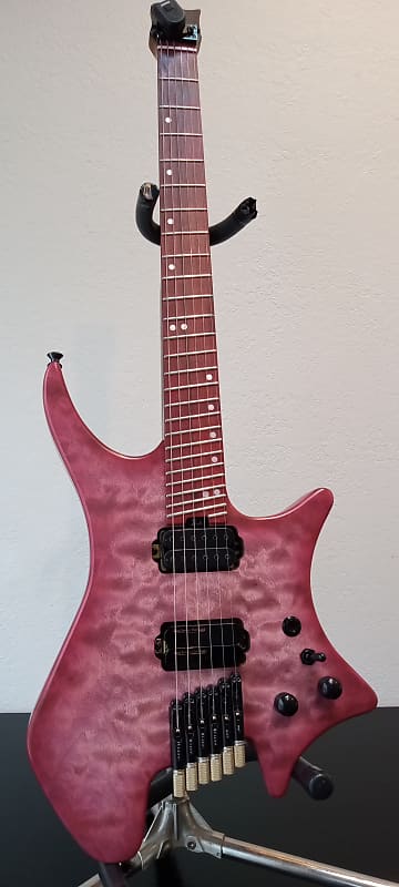 Headless electric guitar in Strandberg style - Magenta satin | Reverb