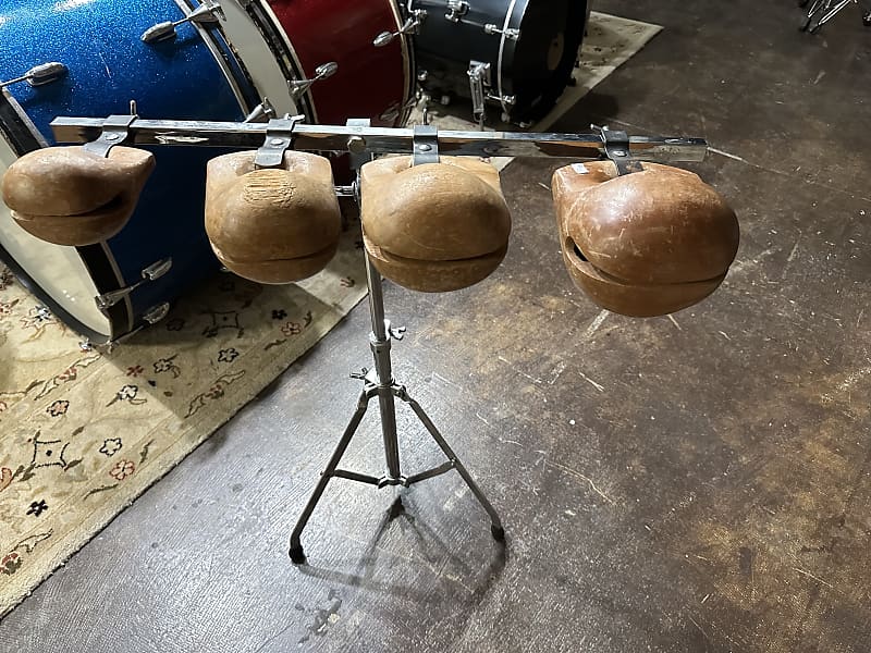 Vintage Temple Blocks Unknown Brand - Complete w/ Stand | Reverb