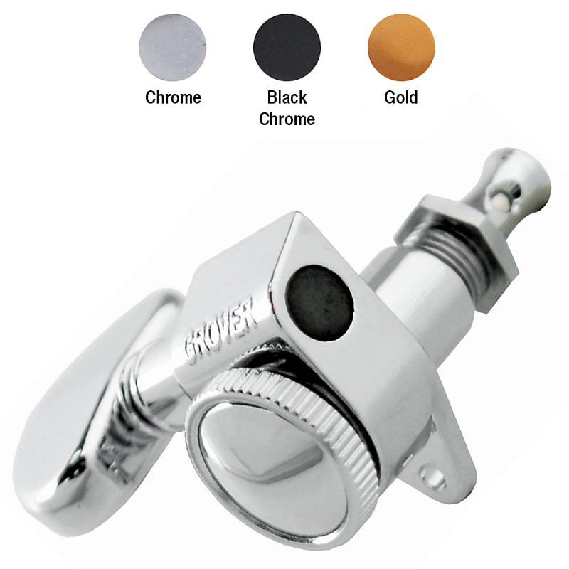 Grover Roto-Grip Machineheads ~ 3+3 ~ Black Chrome | Reverb