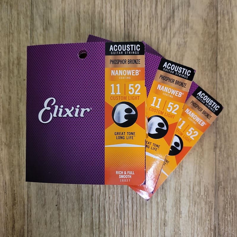 Elixir 3X sets 16027 Phosphor Bronze Nanoweb 11-52 | Reverb UK