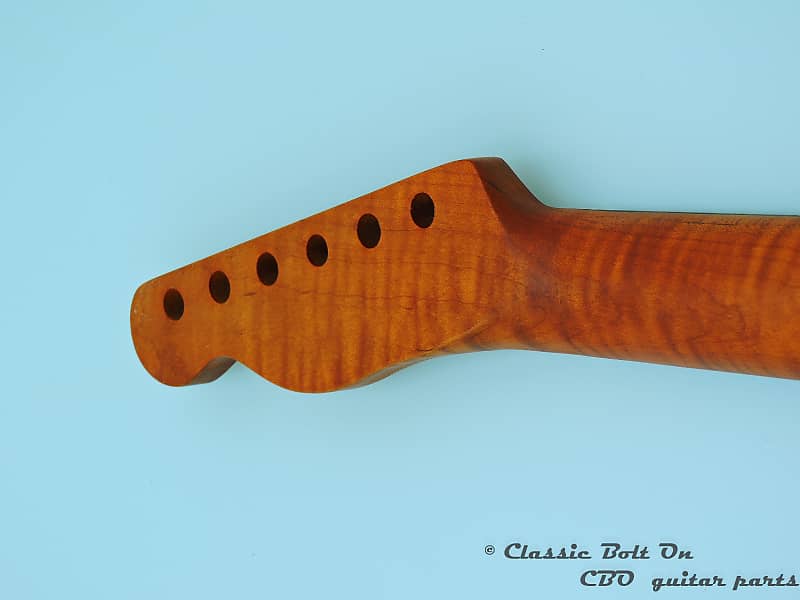 T style Roasted Flame Maple Guitar Neck dark rosewood Nitro | Reverb