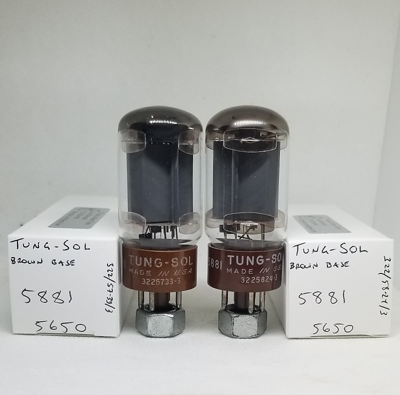 Tung-Sol Brown Base 5881 Perfectly Matched Pair NOS 6L6 | Reverb