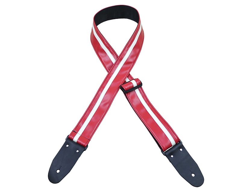 Colonial Leather Stripe Ragstrap - Red with White Stripe | Reverb