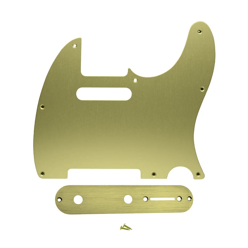 8-Hole Telecaster Pickguard and Control Plate - Gold Aluminum | Reverb