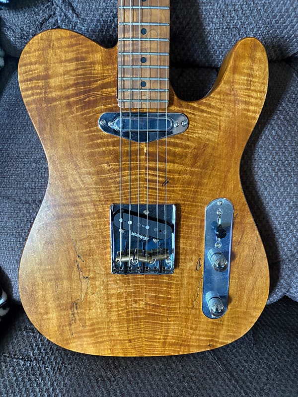 Custom Tele Flame Spalted maple top Ash Body Roasted Maple | Reverb