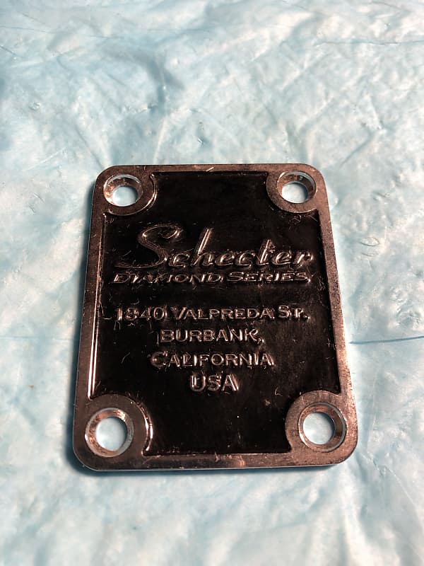 Schecter Diamond Series Neck plate ‘80’s - Black/Chrome used | Reverb