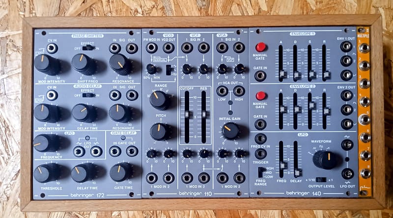 Eurorack case with Behringer 140 Dual Envelope/LFO, 172 Phase | Reverb