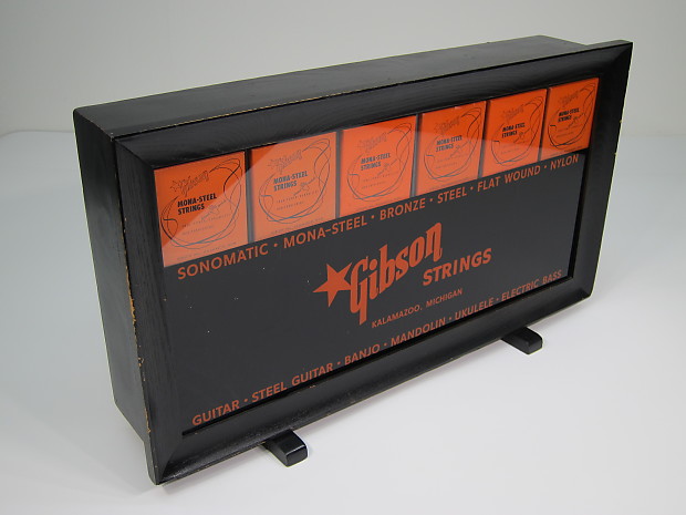 1950s Gibson String Display Case Black & Orange Wood & Glass | Reverb